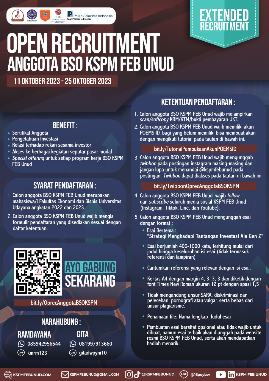 OPEN RECRUITMENT ANGGOTA KSPM FEB UNUD - KSPM FEB Universitas Udayana